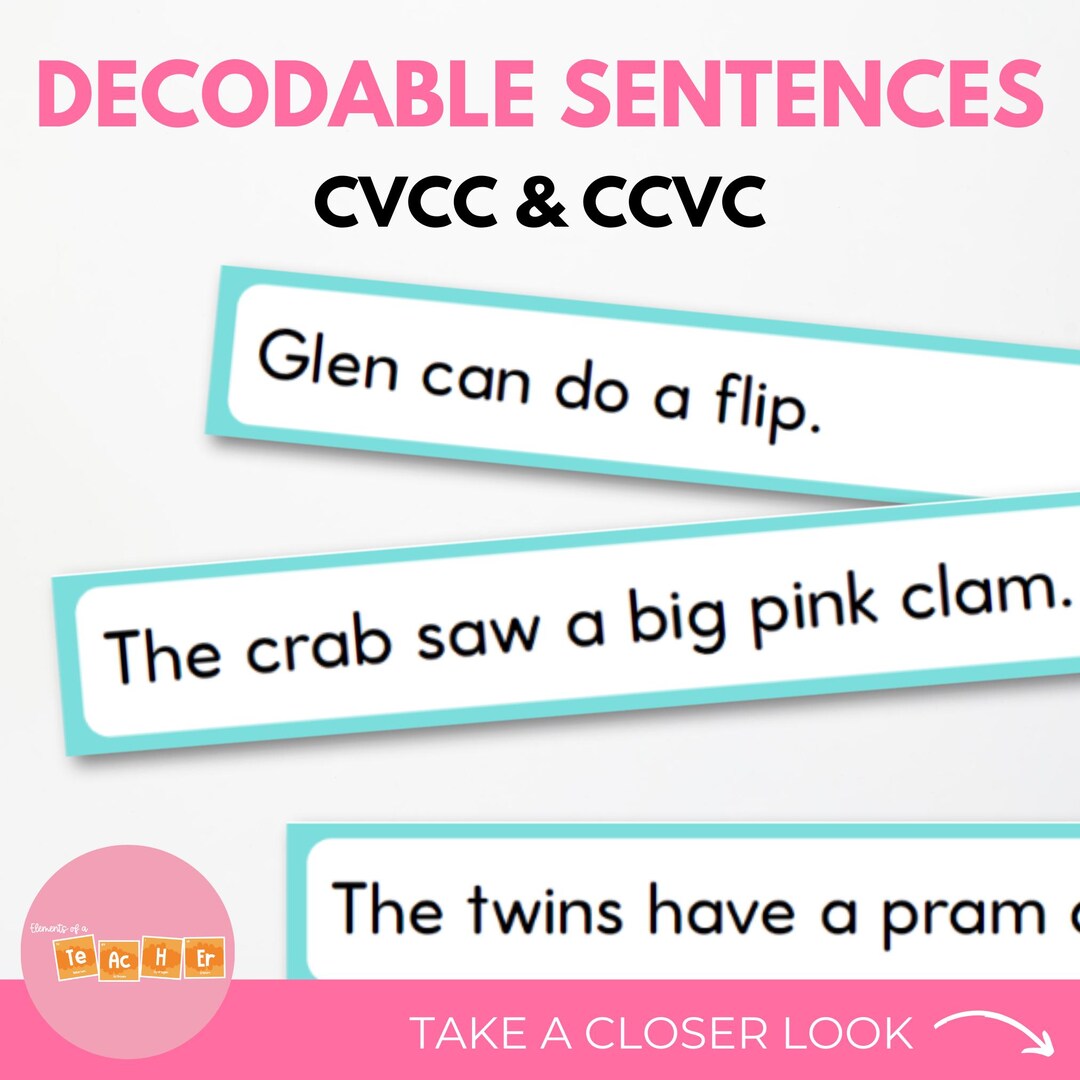 CVCC & CCVC Decodable Sentences - Phonics Intervention and Fluency ...