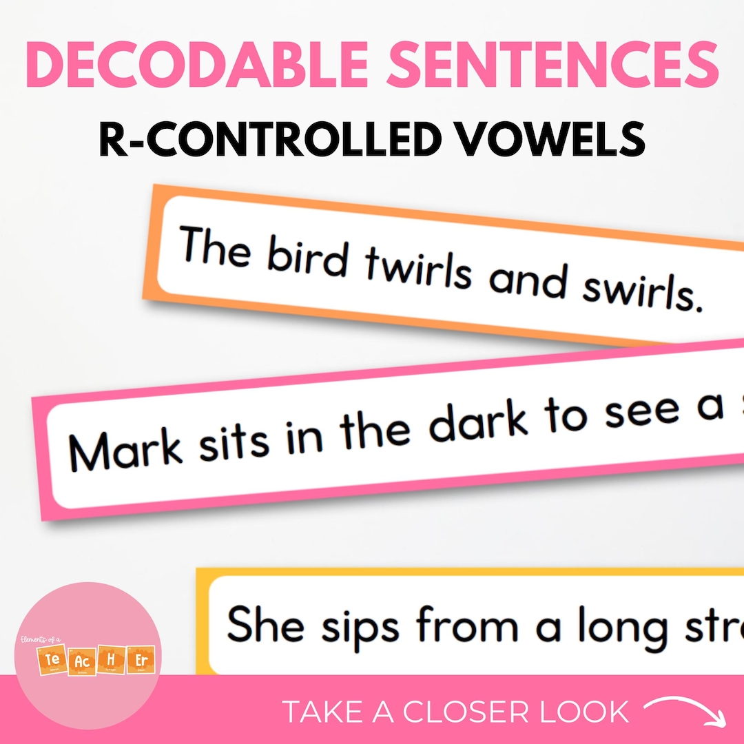 R Controlled Vowels Decodable Sentences - Phonics Intervention and ...