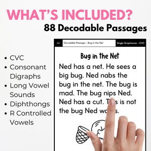 88 Decodable Passages - CVC Words, Consonant Digraphs, Long Vowel ...
