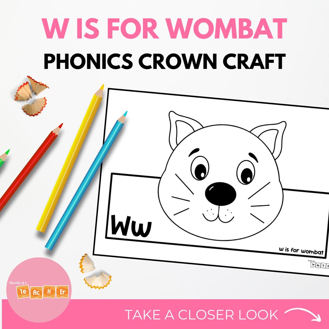 Alphabet and Phonics Crown Craft - W is for Wombat - Sound of the Week ...