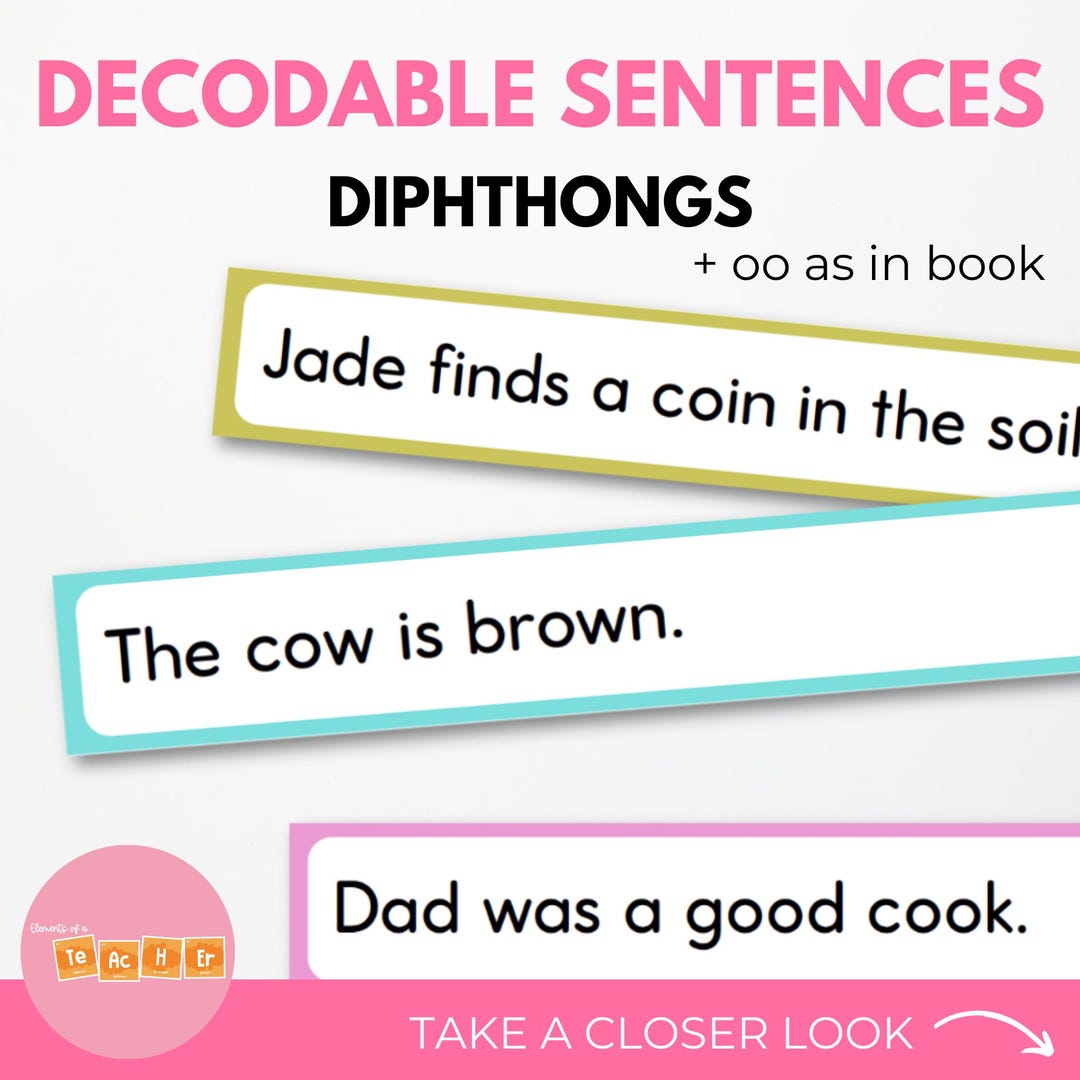 Diphthong Decodable Sentences: Phonics, Reading, Intervention and ...