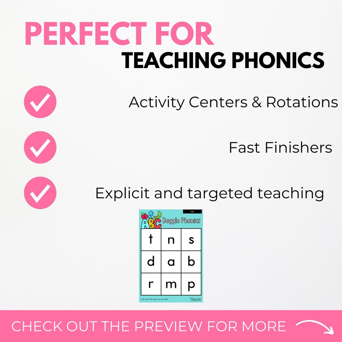 CVC Boggle Phonics Bundle: Literacy and Reading Activity - CVC Word ...