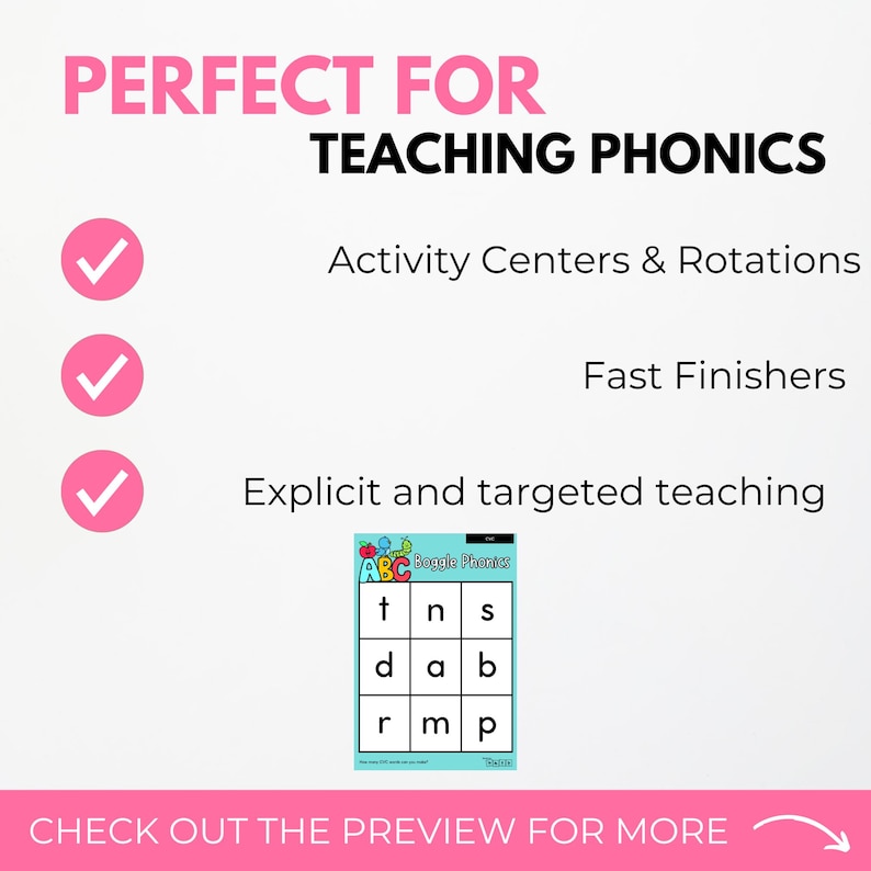 CVC Boggle Phonics Bundle: Literacy and Reading Activity - CVC Word ...