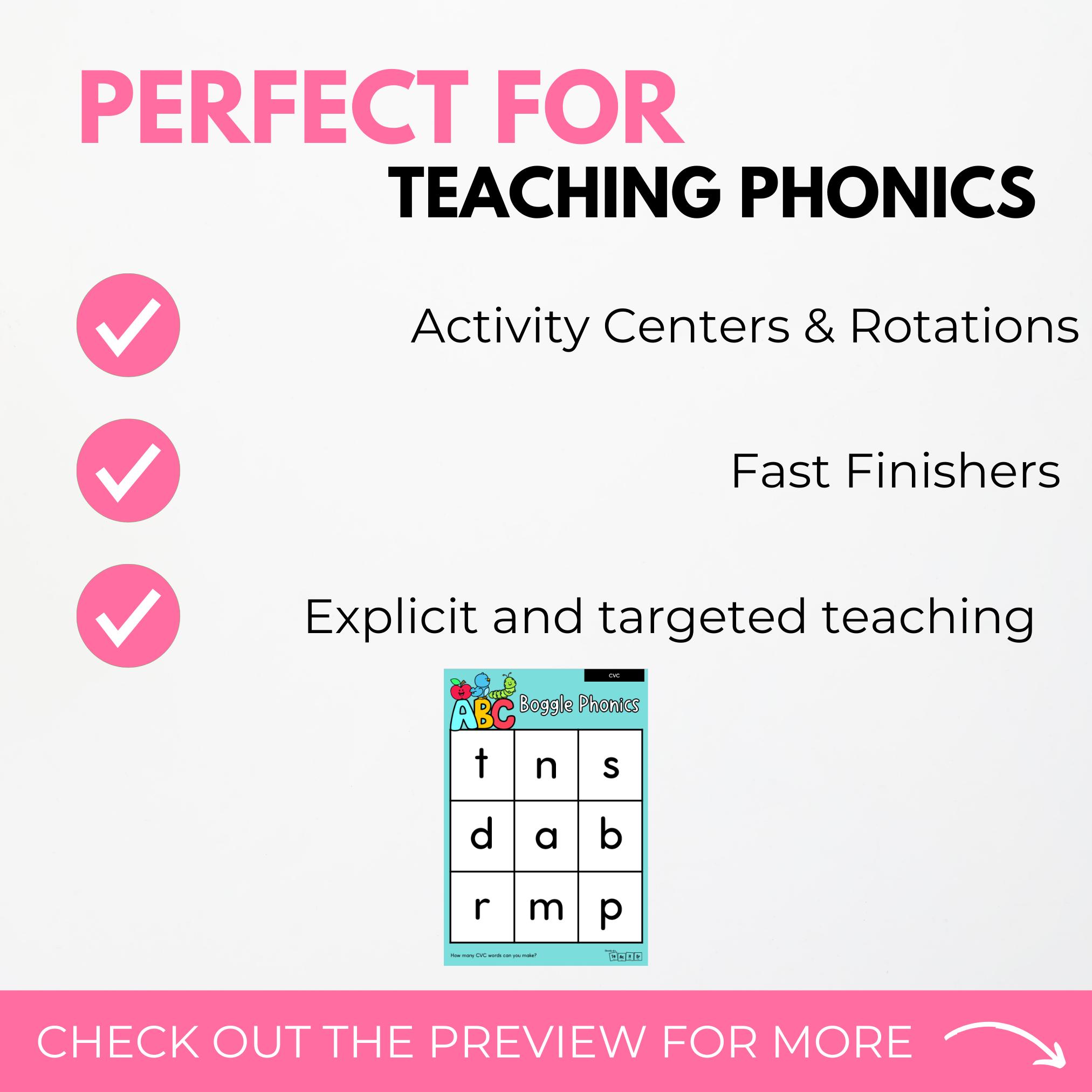 CVC Boggle Phonics Bundle: Literacy and Reading Activity - CVC Word ...