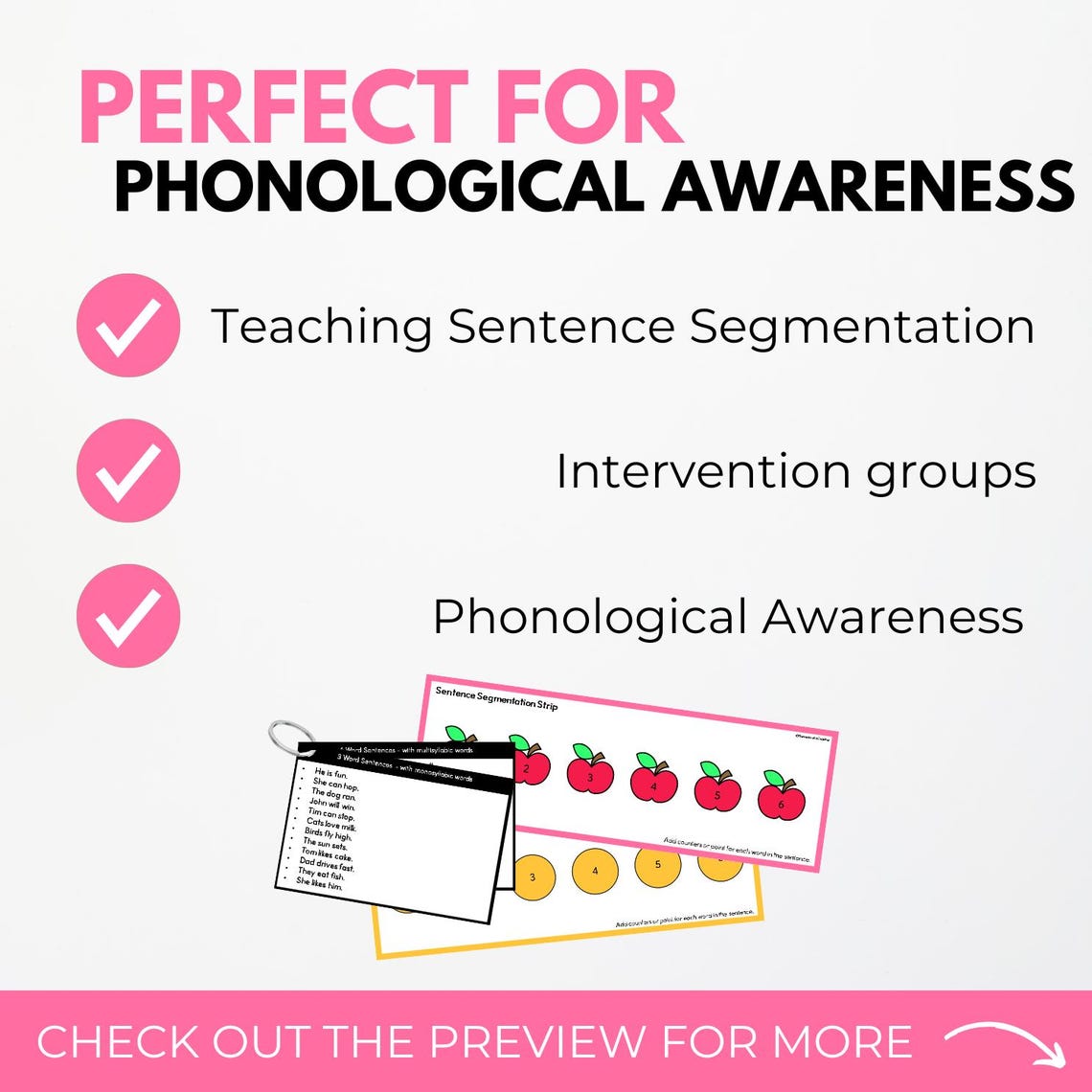 Sentence Segmentation Activity Strips & Sentence Cards - Phonological ...