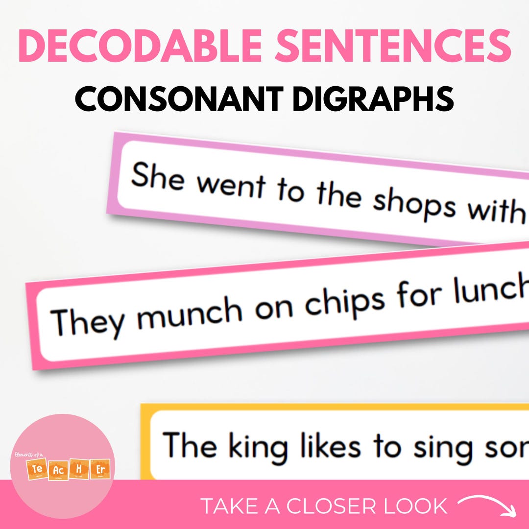 Consonant Digraph Decodable Sentences - Phonics Intervention and ...