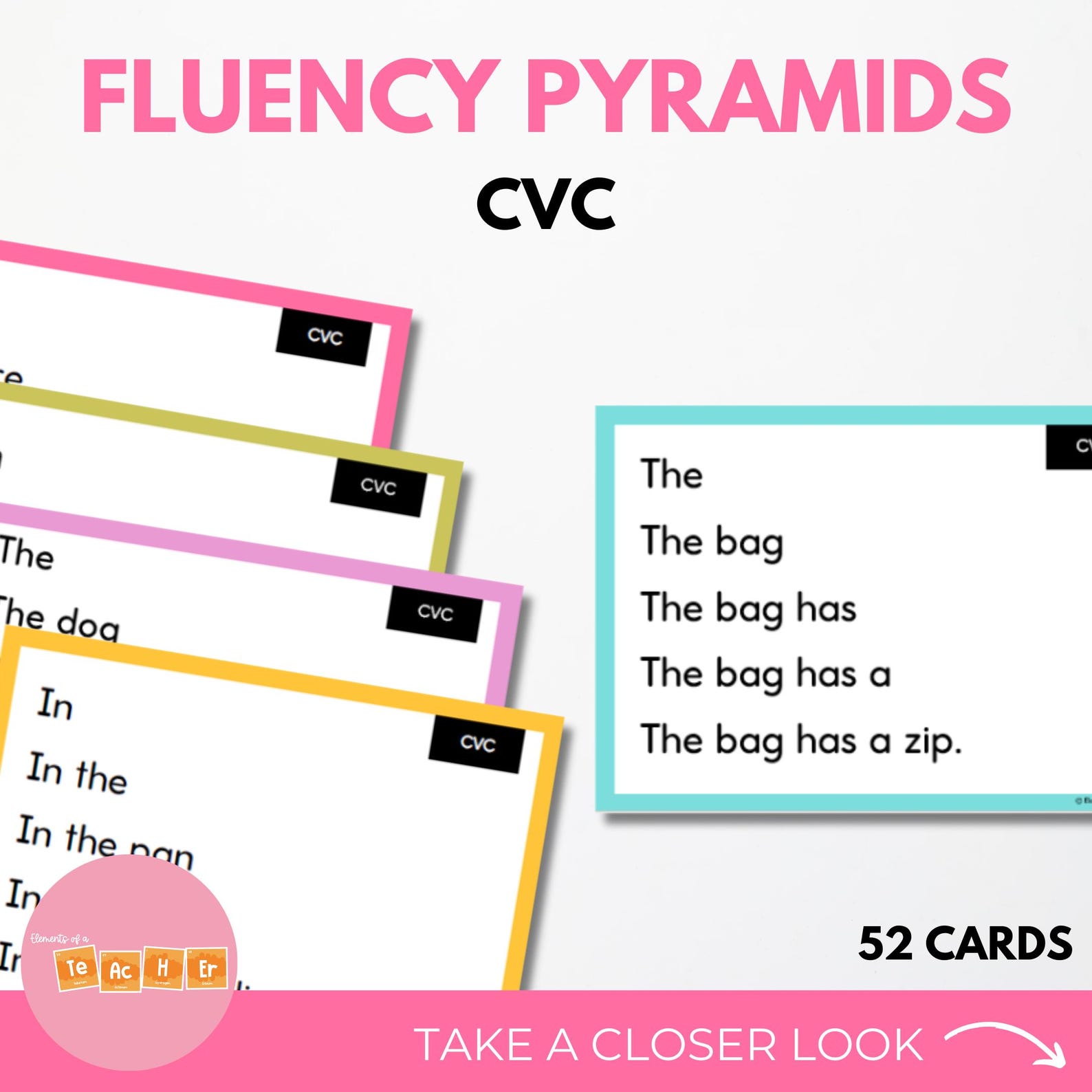 CVC Sentence Pyramids, Reading Fluency Intervention, Reading Activity ...