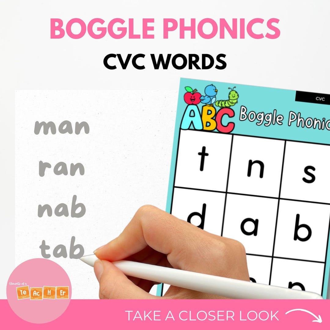 CVC Boggle Phonics Bundle: Literacy and Reading Activity - CVC Word ...