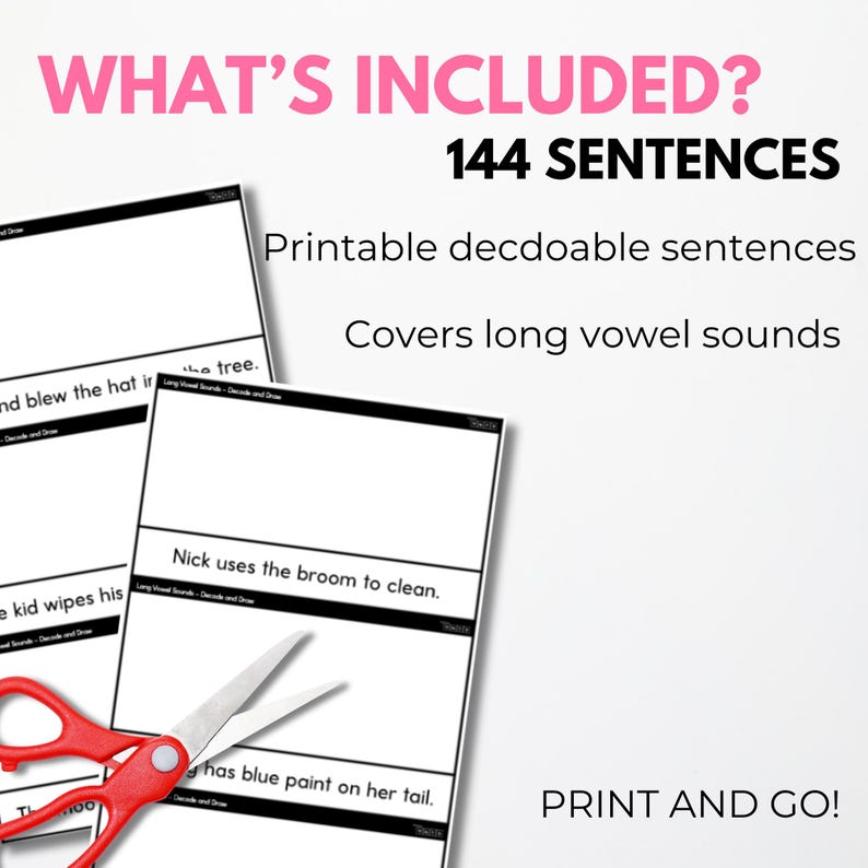 Long Vowel Sounds Decode and Draw Decodable Sentences: Phonics and ...