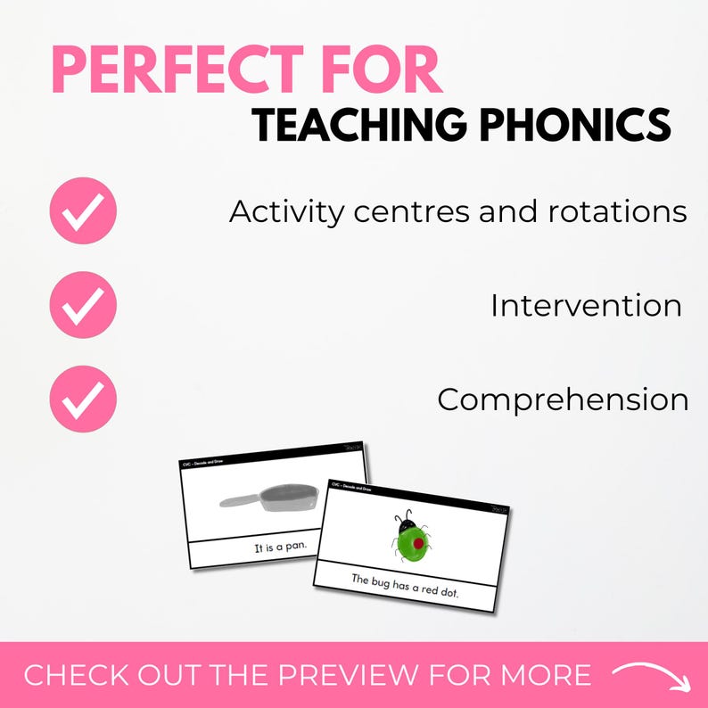 CVC Decode and Draw Decodable Sentences: Kindergarten Phonics and ...