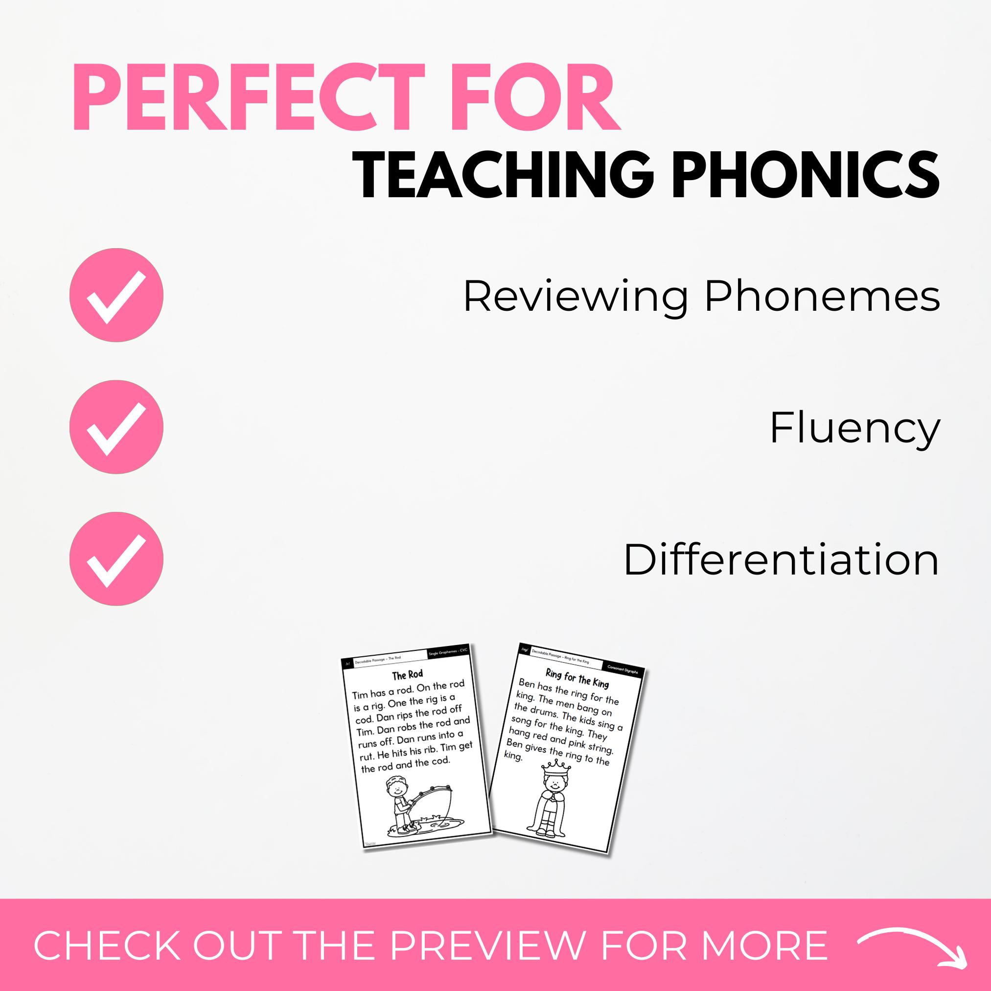88 Decodable Passages - CVC Words, Consonant Digraphs, Long Vowel ...