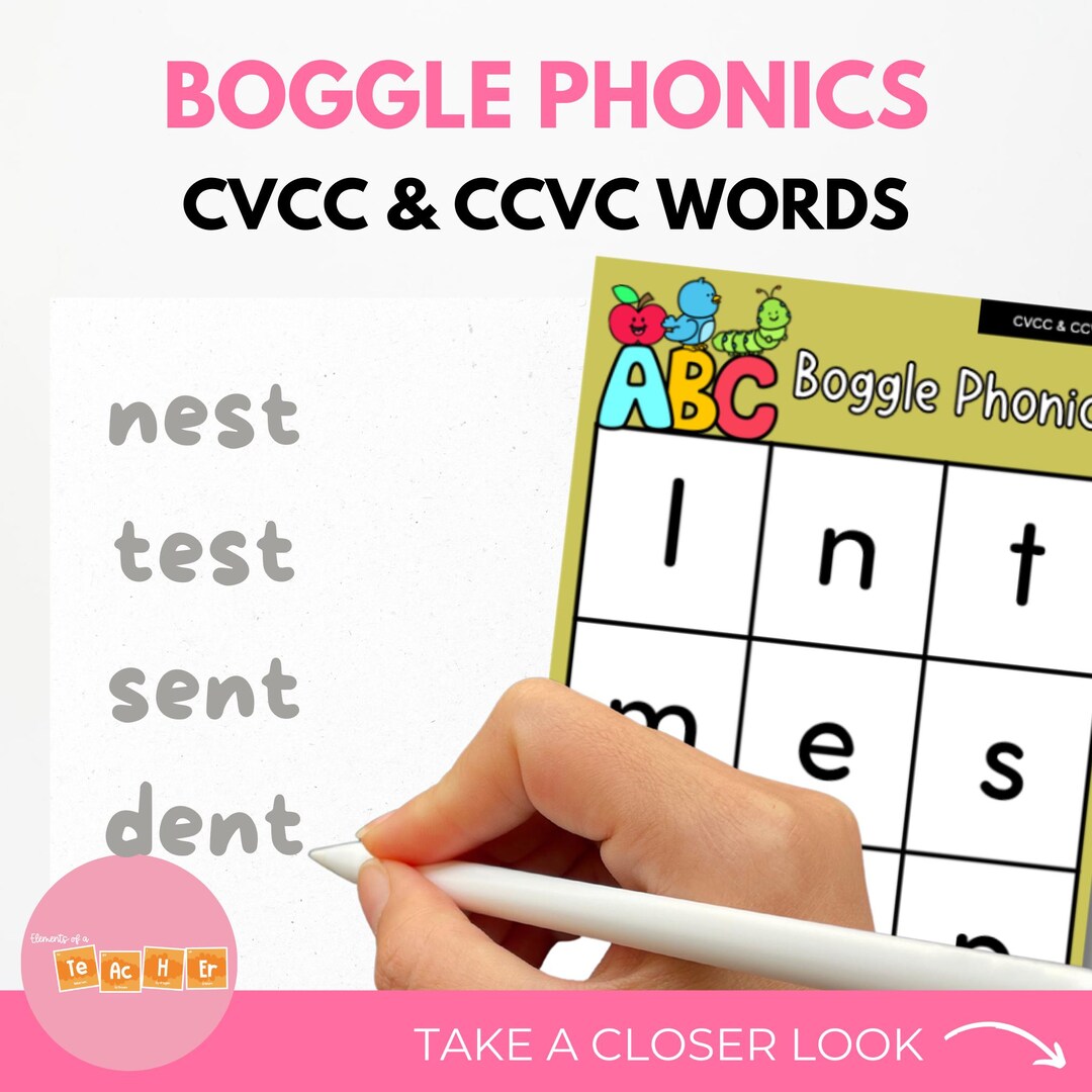 CVCC & CCVC Boggle Phonics Literacy and Reading Activities - Word ...