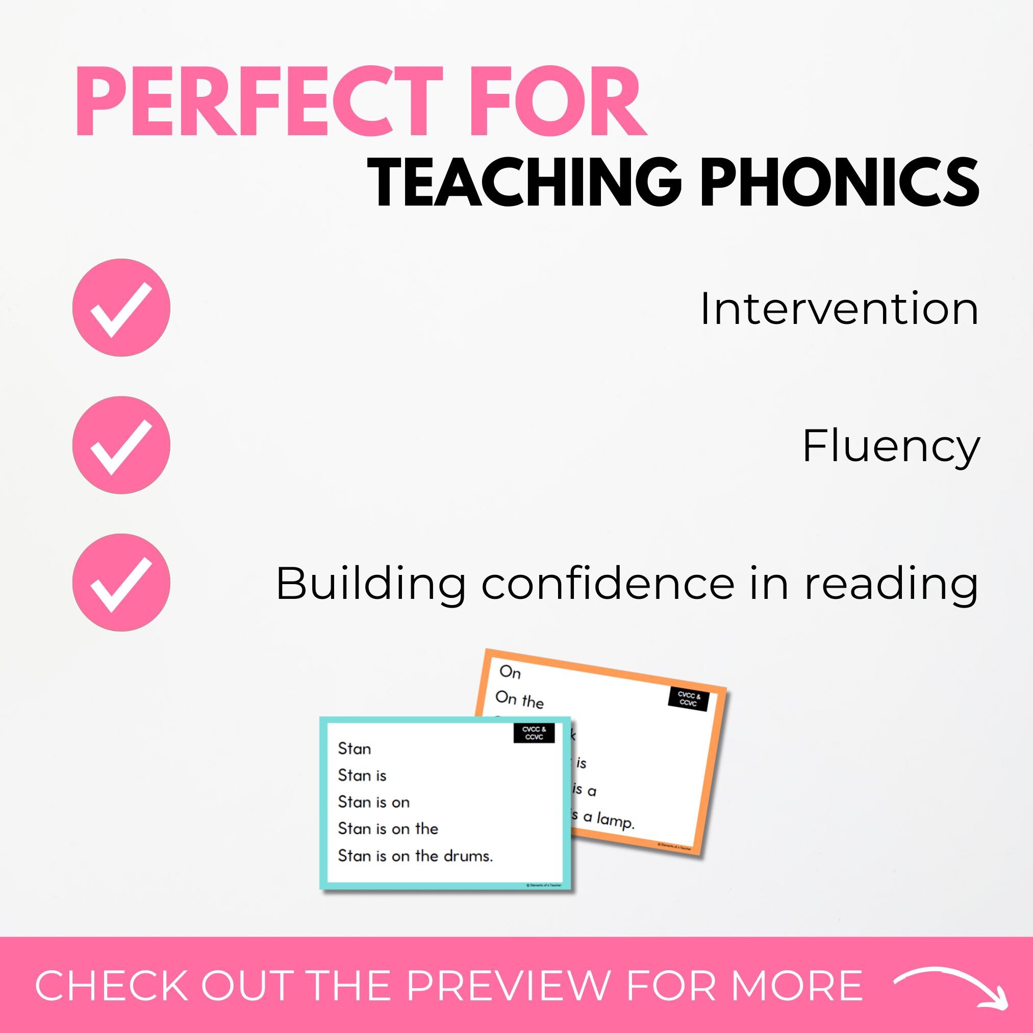 CVCC & CCVC Sentence Pyramids, Reading Fluency Intervention, Reading ...