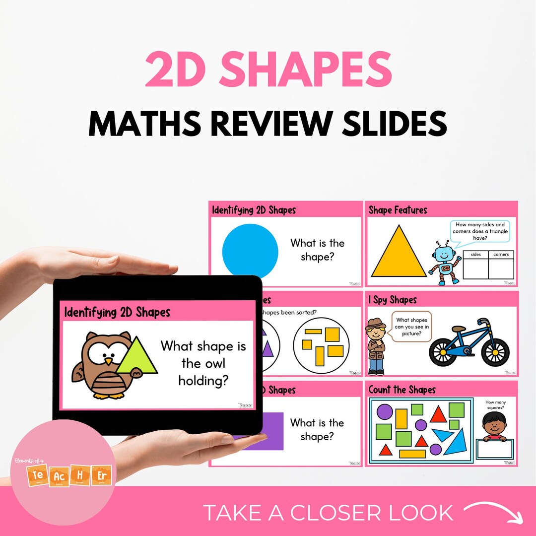 2D Shape Kindergarten Maths Review and Warm up Slides - Math Lessons ...