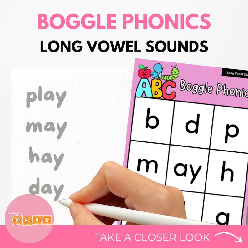 Long Vowel Sound Boggle Phonics - Literacy and Reading Activity - Word ...