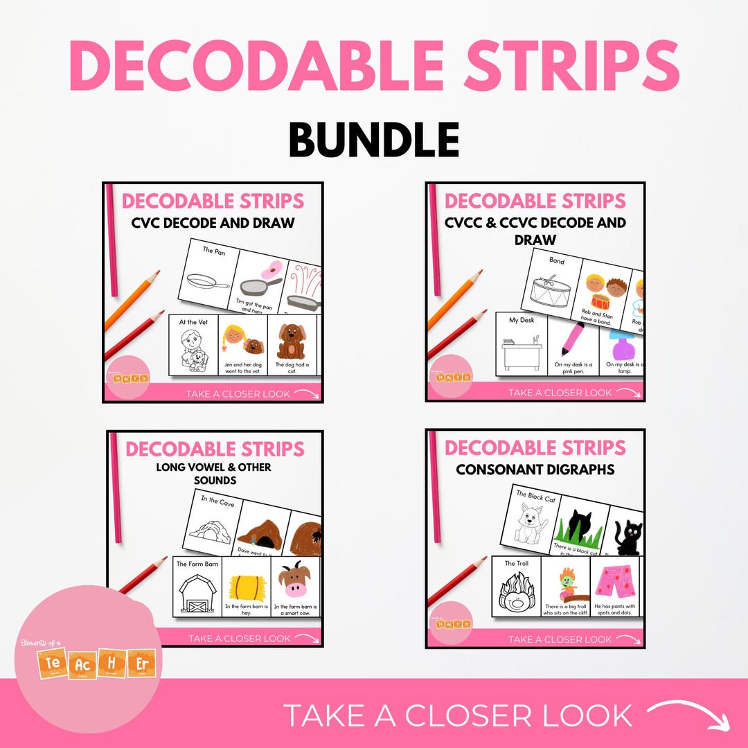 Decodable Book Strips: Decode and Draw Phonics Bundle - Reading Group ...