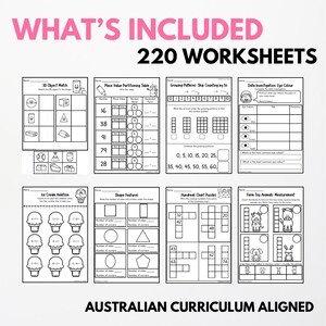 Grade 1 Math Worksheets - FULL YEAR - Year 1, Australian Curriculum ...