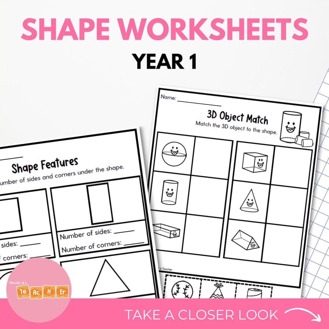 Grade 1 Shape Worksheets - Year 1 , Australian Curriculum - 2D Shape ...