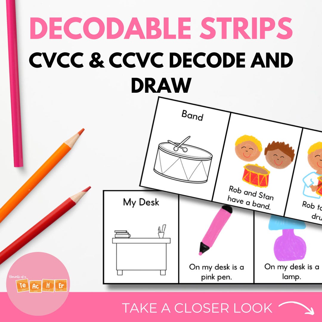 CVCC and CCVC Decodable Book Strips: Decode and Draw - Reading and ...