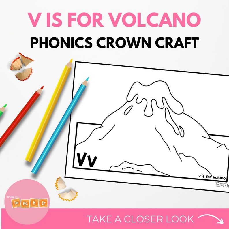 Alphabet and Phonics Crown Craft - V is for Volcano - Sound of the Week ...
