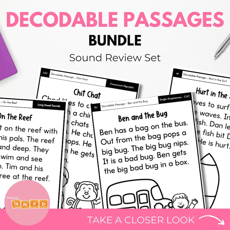 88 Decodable Passages - CVC Words, Consonant Digraphs, Long Vowel ...