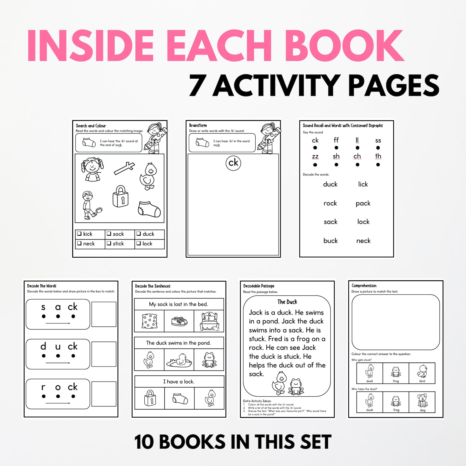 Phonics Books: Consonant Digraphs Worksheets, Decodable Passages ...