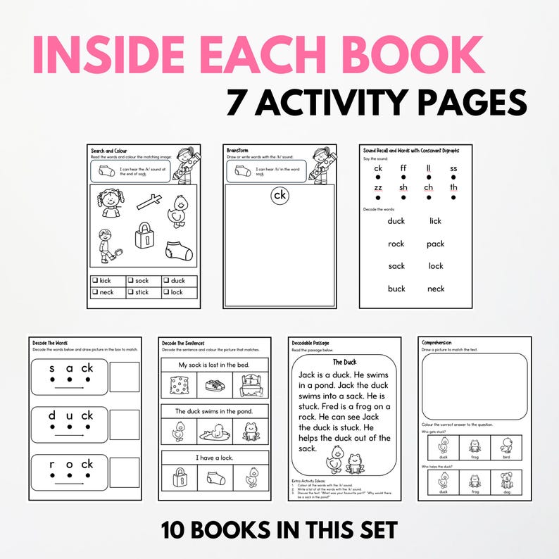 Phonics Books: Consonant Digraphs Worksheets, Decodable Passages ...