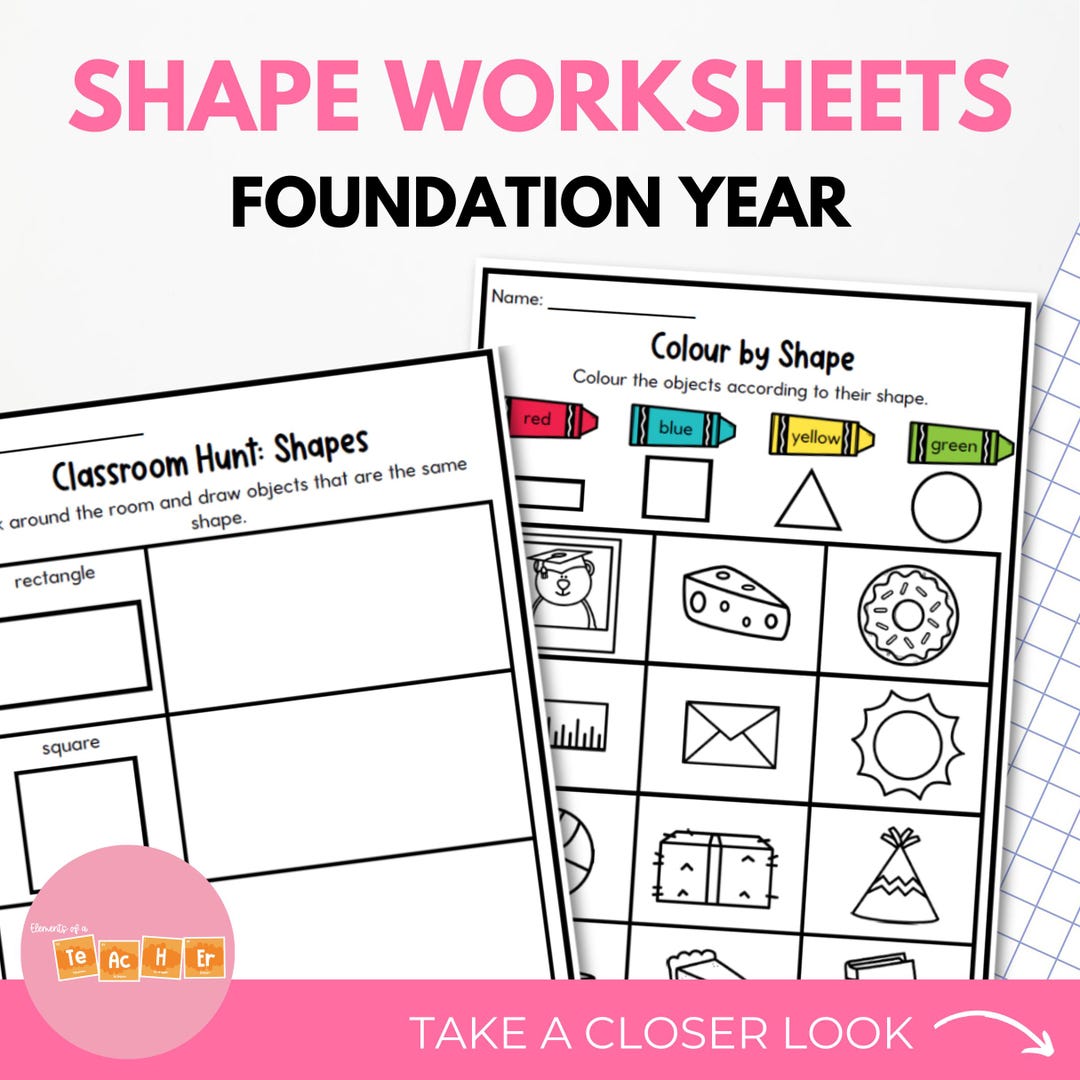 Kindergarten Shape Math Worksheets - Foundation Year, Australian ...