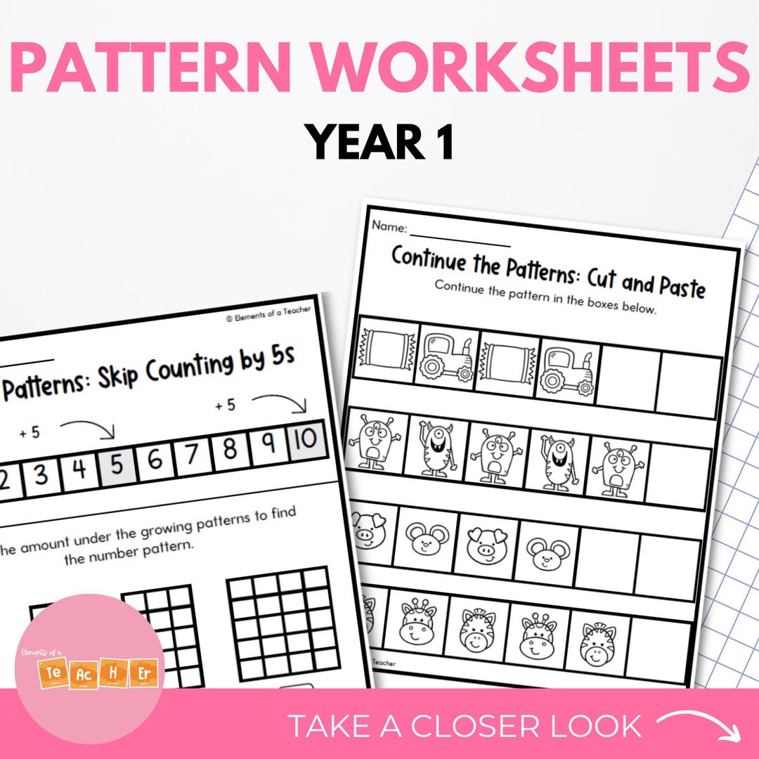 Grade 1 Pattern Worksheets - Year 1, Australian Curriculum - Patterns ...