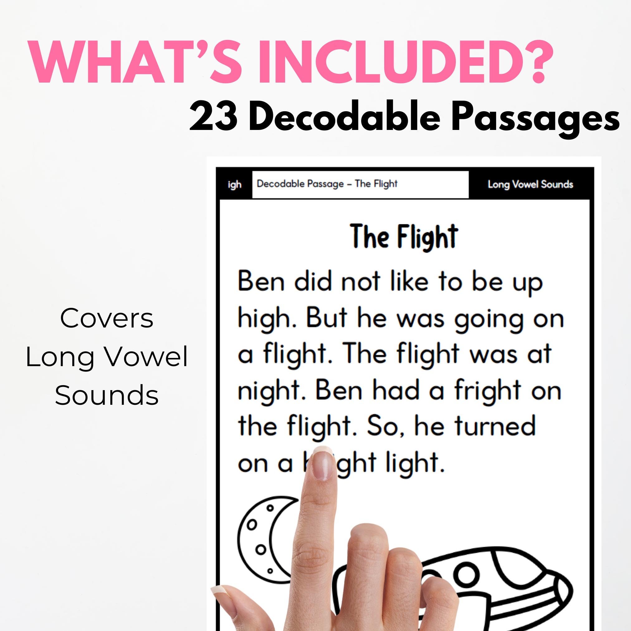 Long Vowel Sound Decodable Passages for Reading Fluency and Phonics ...