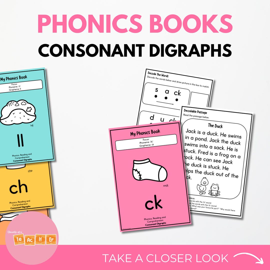 Phonics Books: Consonant Digraphs Worksheets, Decodable Passages ...