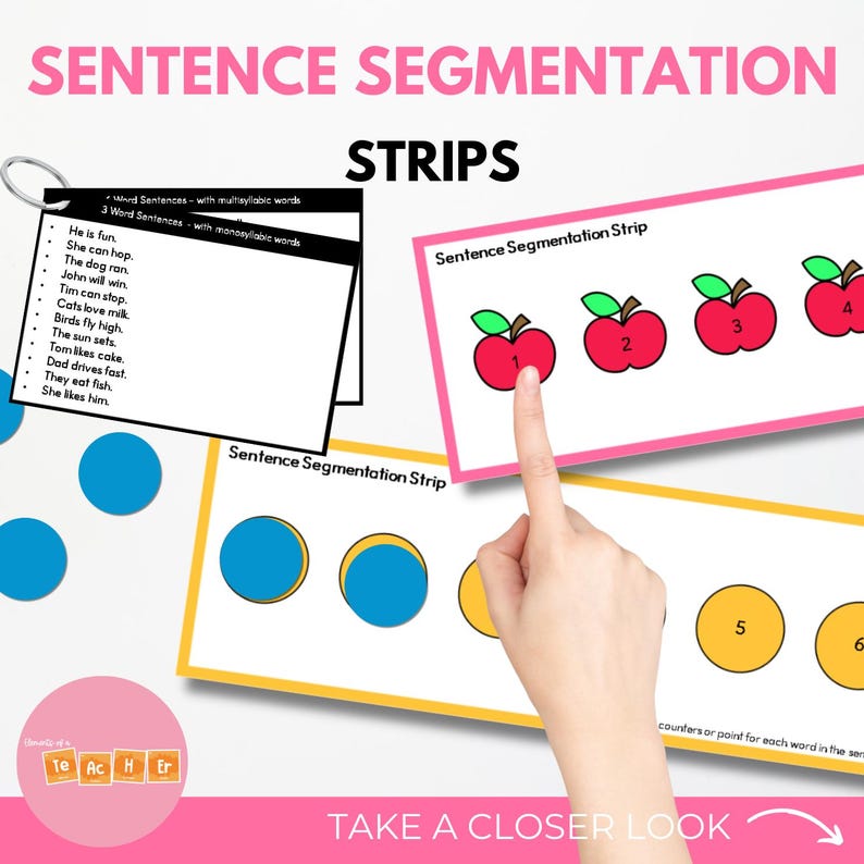 Sentence Segmentation Activity Strips & Sentence Cards - Phonological ...