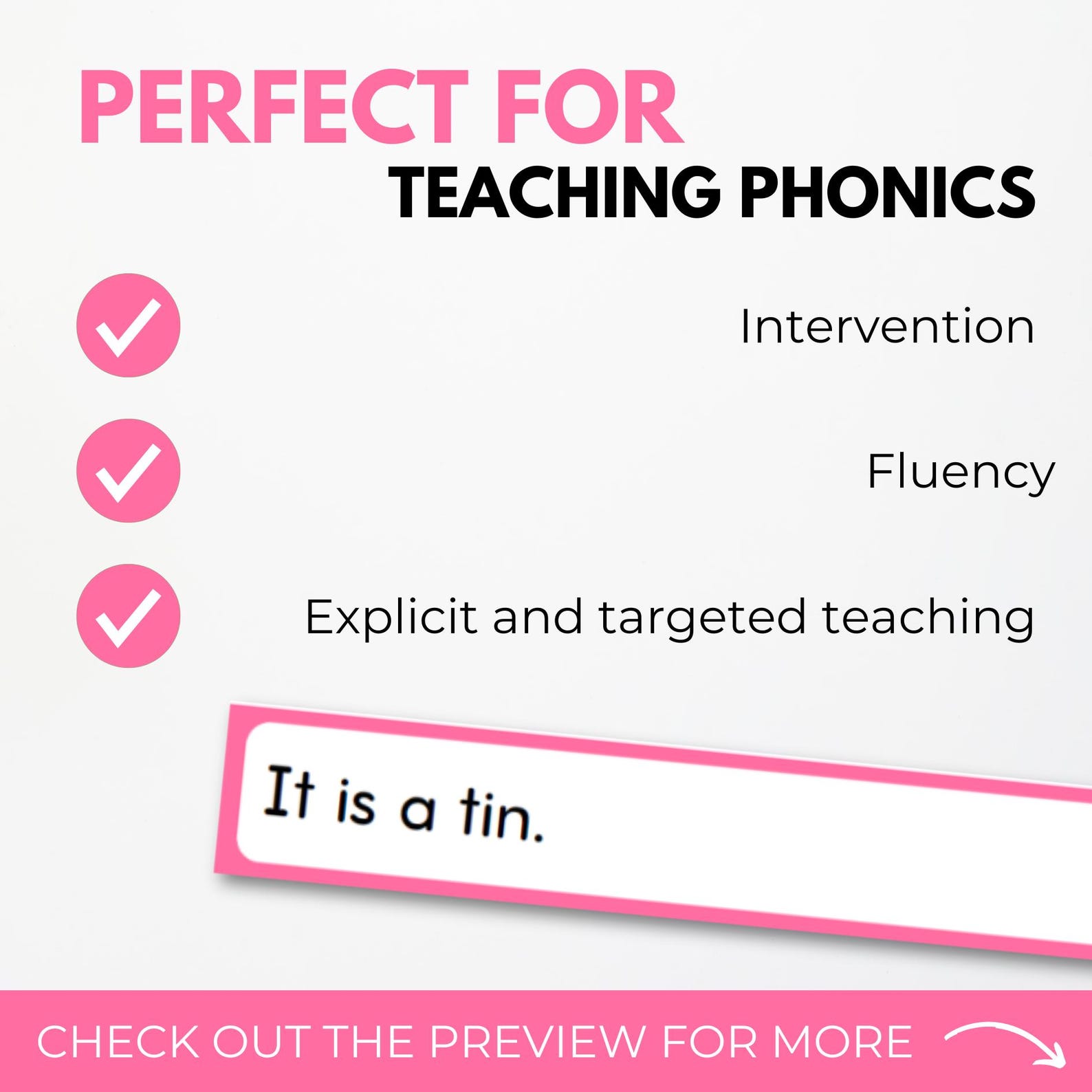 CVC Decodable Sentences - Phonics Intervention and Fluency Strips - CVC ...