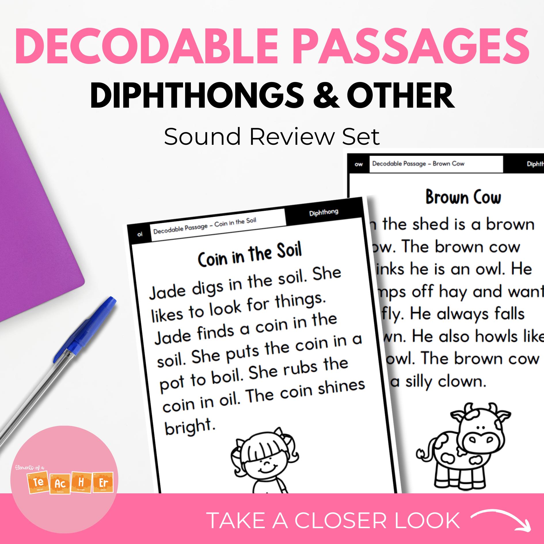 Diphthong Decodable Passages for Reading Fluency and Phonics ...