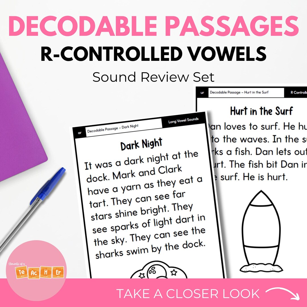 Decodable Passages R Controlled Vowels Sound Review Phonics ...