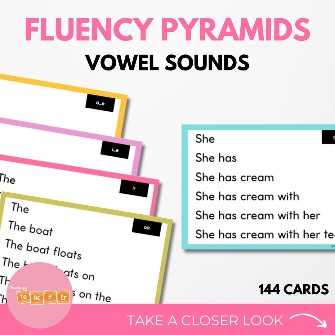 Long Vowel Sounds and Other Vowel Sounds Sentence Pyramids, Reading ...