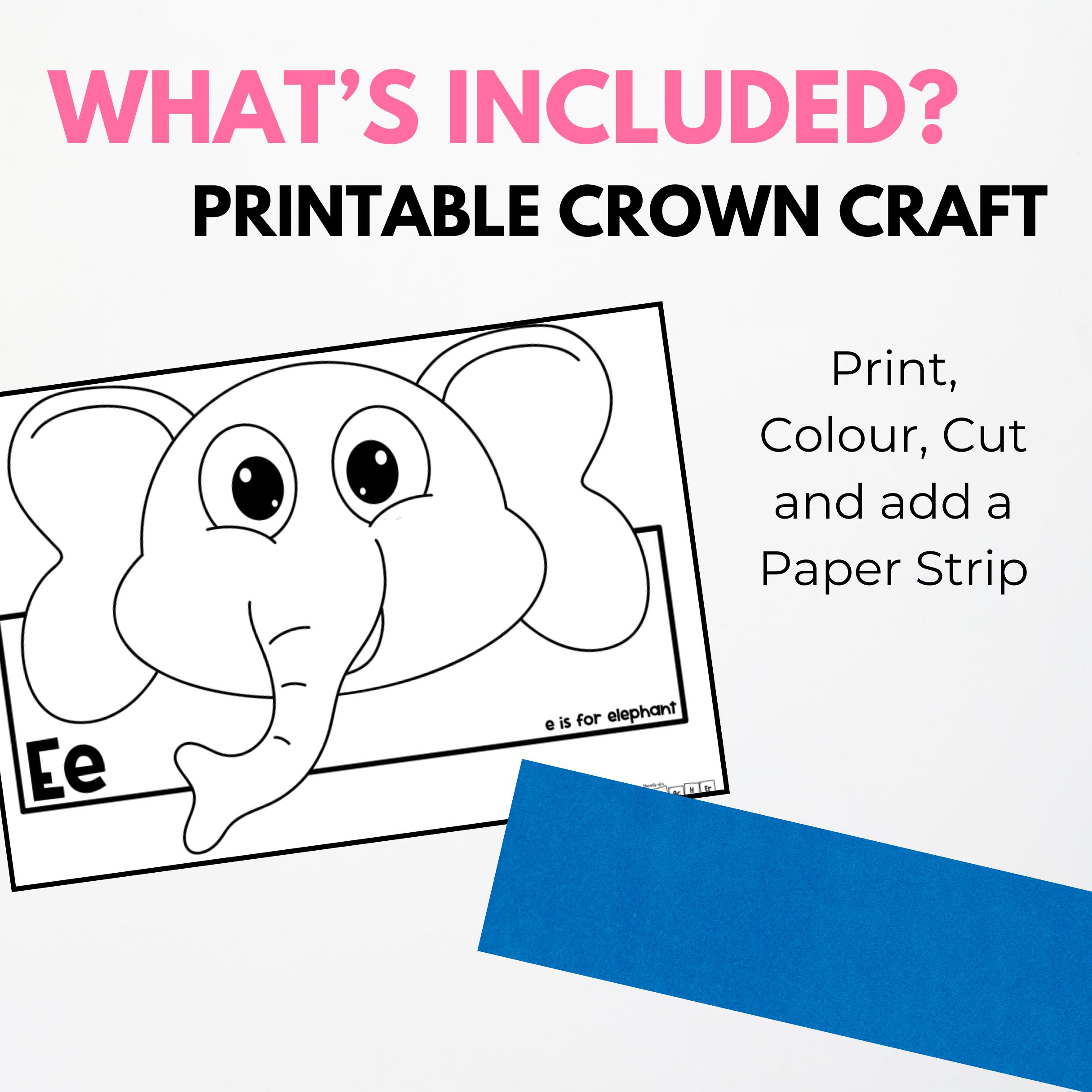 Alphabet and Phonics Crown Craft - E is for Elephant - Sound of the ...