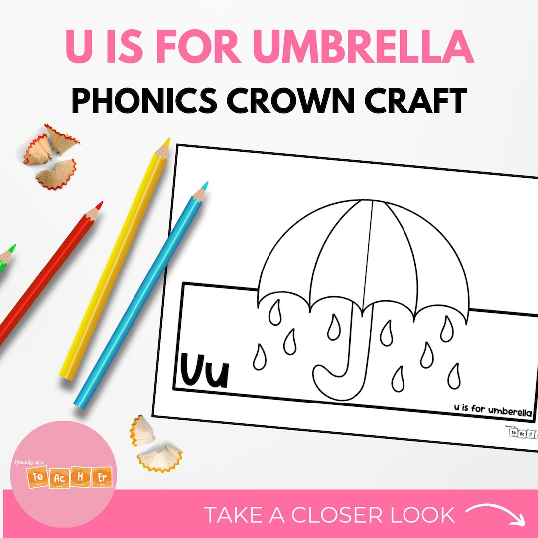 Alphabet and Phonics Crown Craft - U is for Umbrella - Sound of the ...