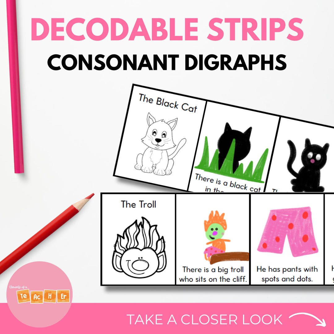 Consonant Digraphs Decodable Book Strips - Decode and Draw - Phonics ...