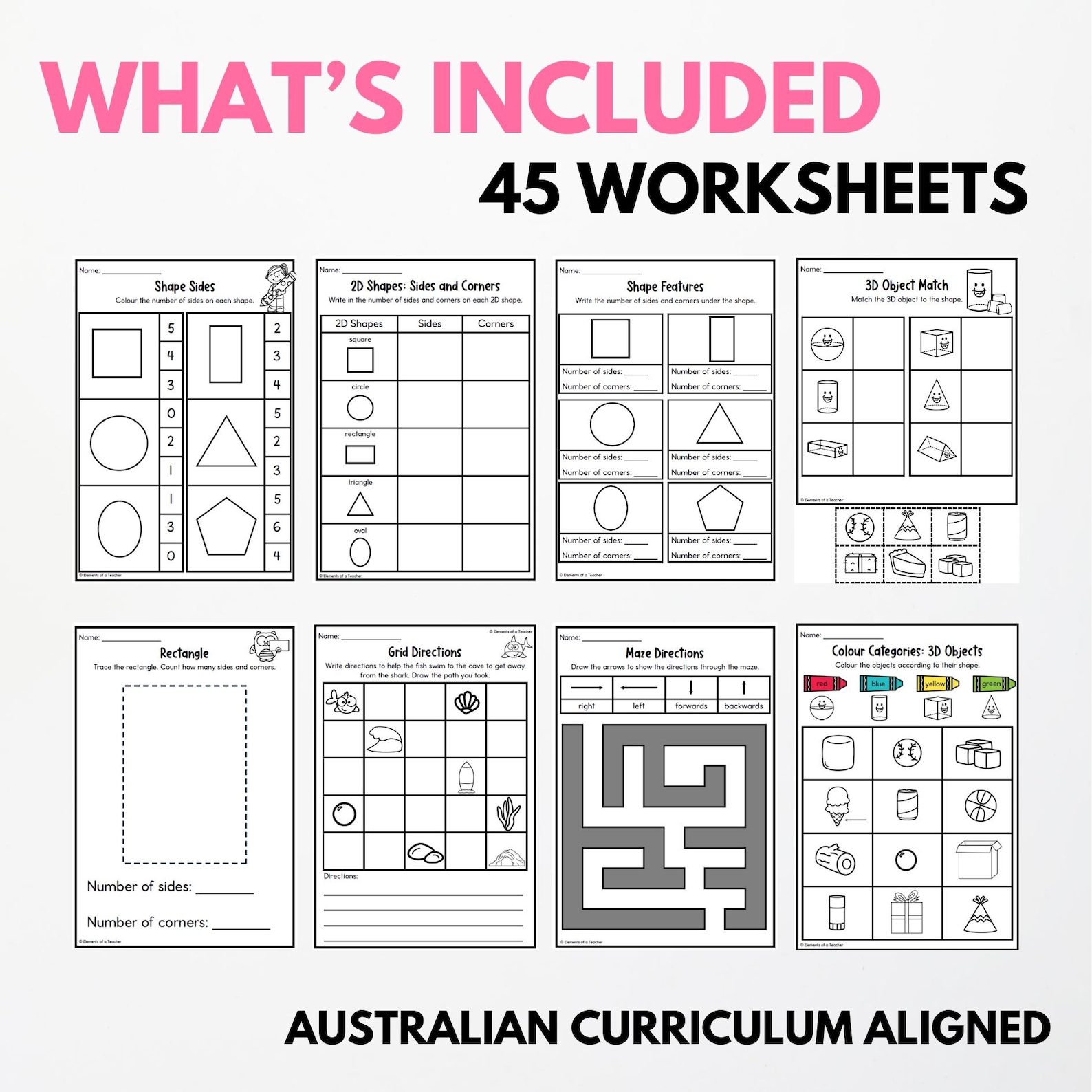 Grade 1 Shape Worksheets - Year 1 , Australian Curriculum - 2D Shape ...