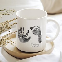 Baby Footprint Personalized Mug, Baby Hand Print Custom Cup, Custom ...