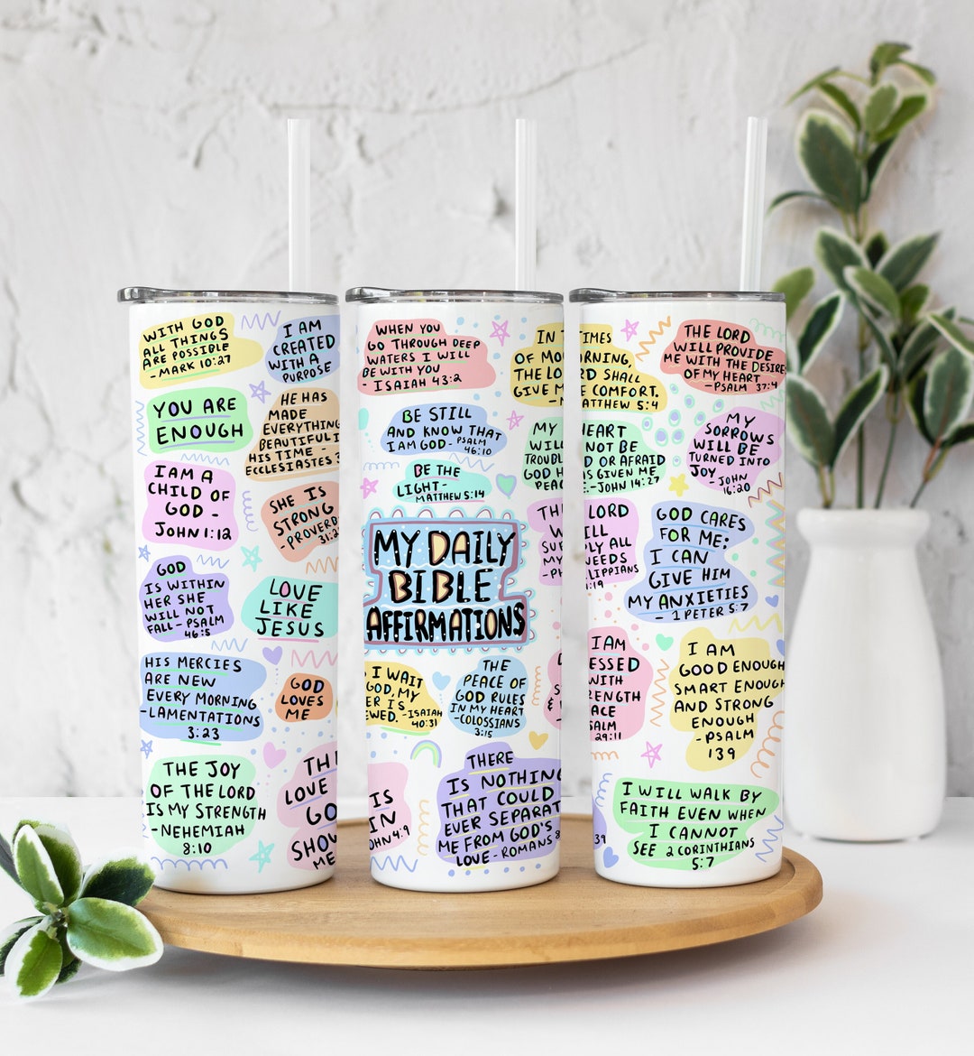 My Daily Bible Affirmations Tumbler, Positive Affirmations Tumbler ...