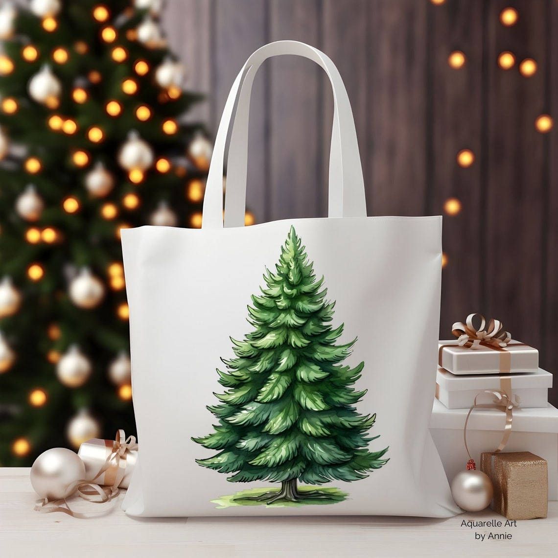 Watercolor Christmas Trees Clipart, Green Christmas Tree Clipart, Green ...