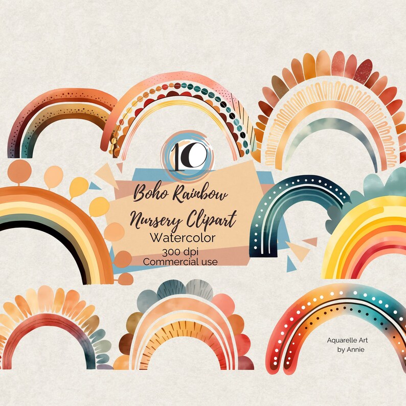 Watercolor Nursery Rainbow Clipart, Nursery Rainbow Clipart, Nursery ...