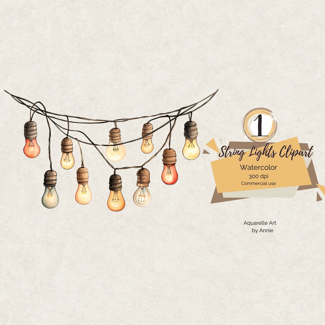 Watercolor Christmas Lights Clipart String Lights Clipart - Etsy