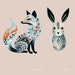 Watercolor Folk Art Blue Clipart, Cute Folk Art Clipart, Fox Folk Art ...