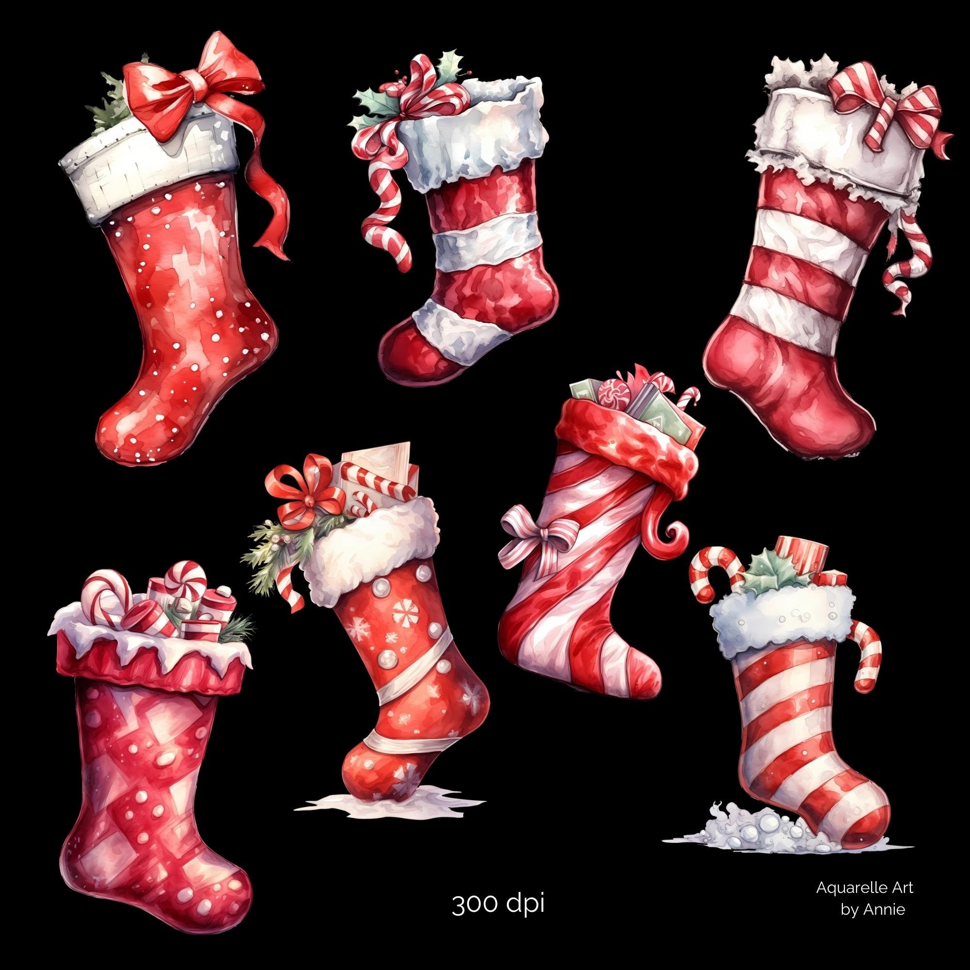 Watercolor Christmas Stockings Clipart, Christmas Stockings Clipart ...