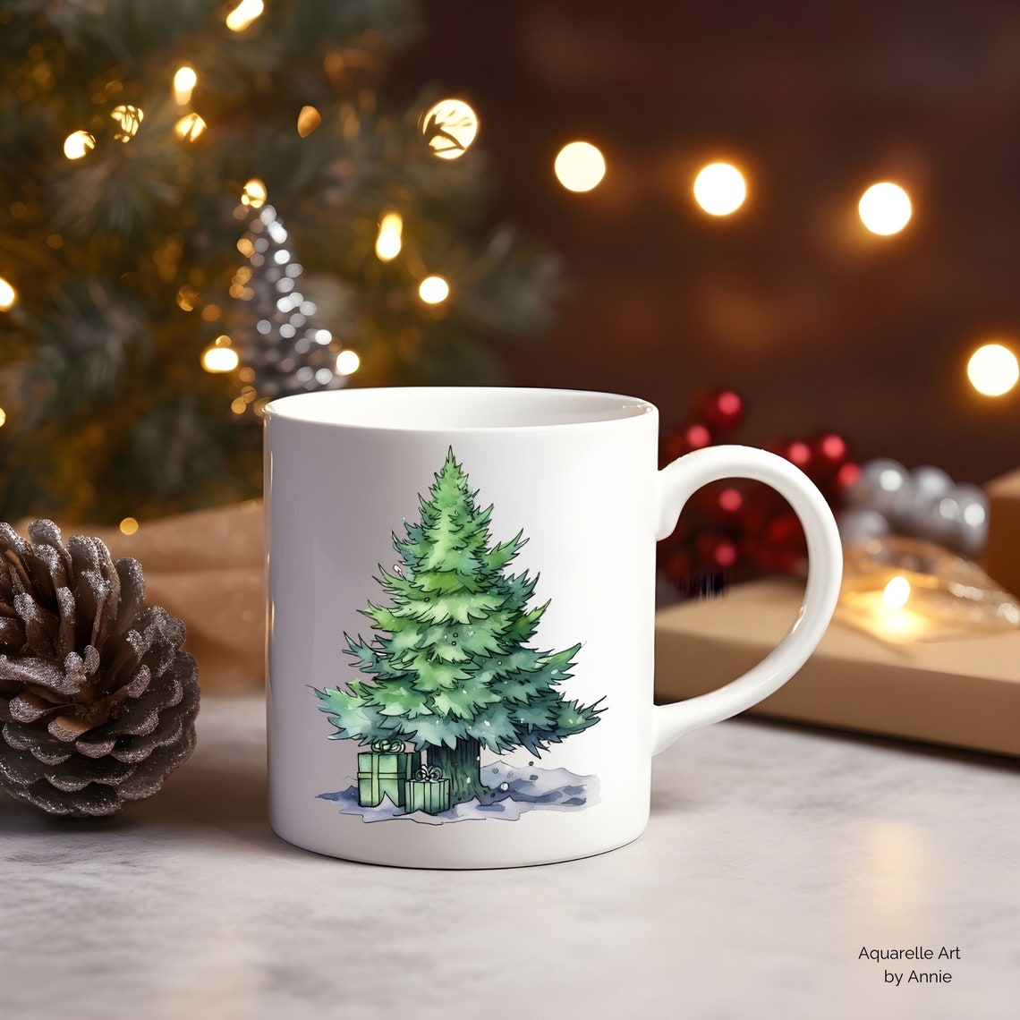 Watercolor Christmas Trees Clipart, Green Christmas Tree Clipart, Green ...