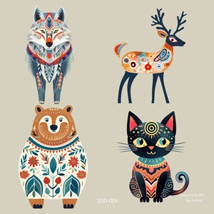 Watercolor Folk Art Clipart, Colorful Folk ART Clipart, Folk Art ...
