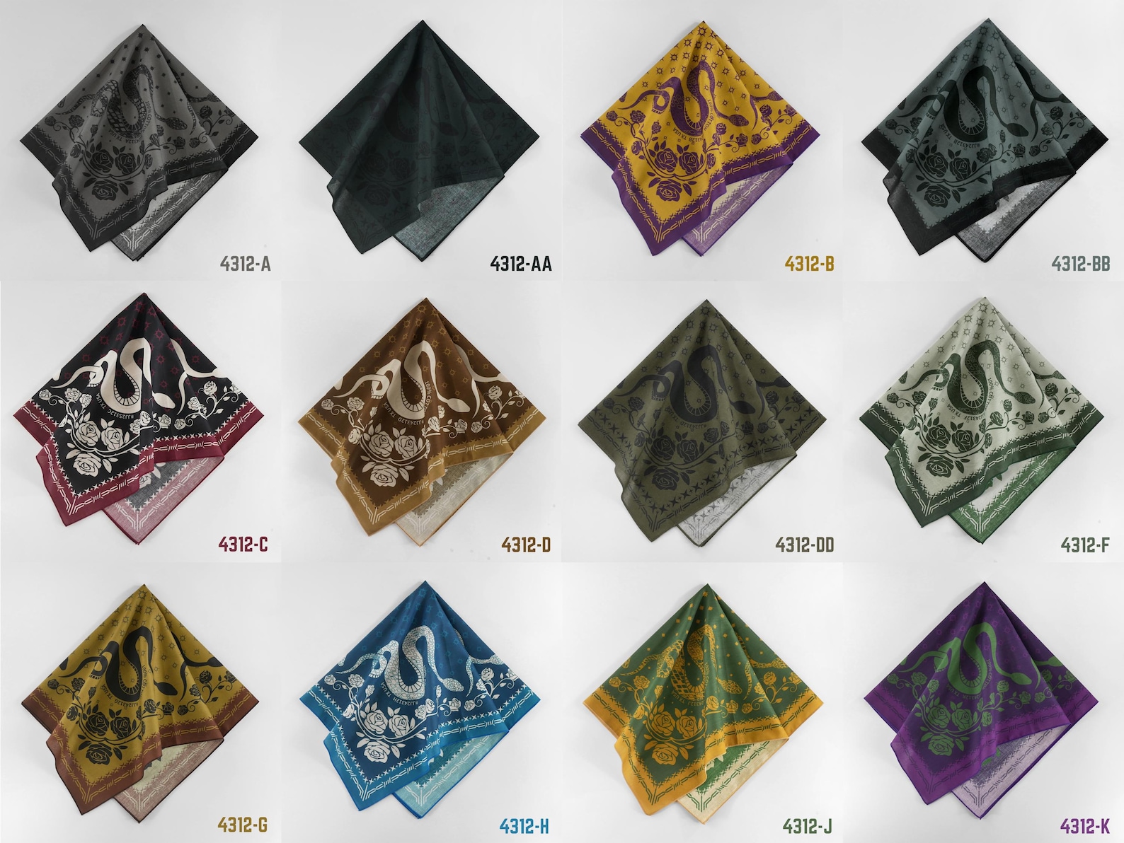 Earthy Brown Snake Bandana Gothic Floral Unique 100% Cotton Bandana ...